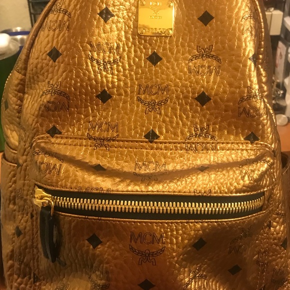 MCM | Bags | Authintic Mcm Gold Back Pack | Poshmark